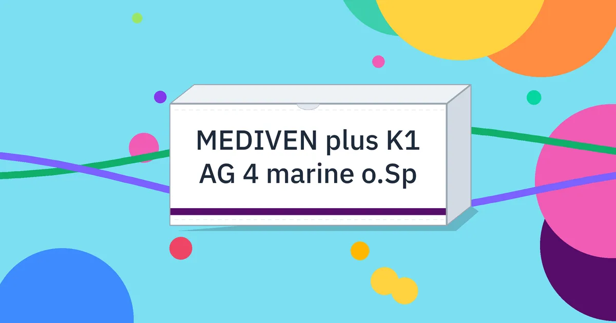 Symbolbild: Packung mit der Aufschrift MEDIVEN plus K1 AG 4 marine o.Sp (PZN 15055426) – Verfügbarkeit und Bezug in Apotheken in Frankfurt am Main