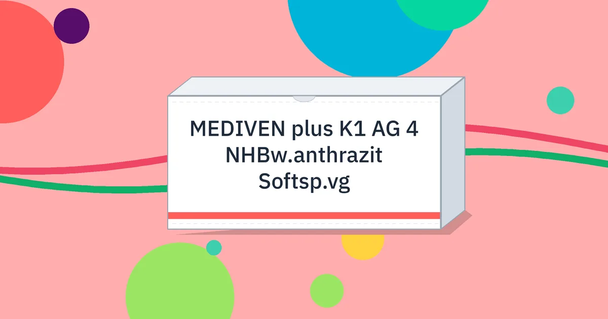 Symbolbild: Packung mit der Aufschrift MEDIVEN plus K1 AG 4 NHBw.anthrazit Softsp.vg (PZN 15923058) – Verfügbarkeit und Bezug in Apotheken in Frankfurt am Main