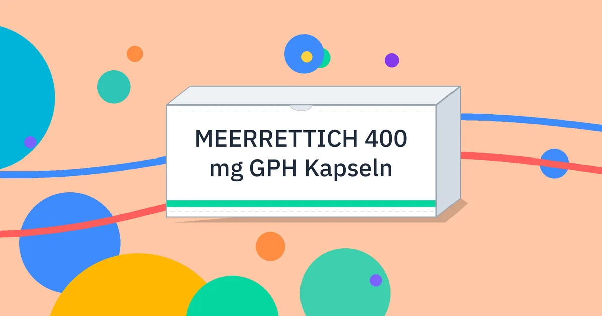 Symbolbild: Packung mit der Aufschrift MEERRETTICH 400 mg GPH Kapseln (PZN 00129567) – Verfügbarkeit und Bezug in Apotheken in Frankfurt am Main