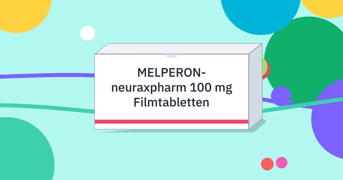 Symbolbild: Packung mit der Aufschrift MELPERON-neuraxpharm 100 mg Filmtabletten (PZN 00068392) – Verfügbarkeit und Bezug in Apotheken in Frankfurt am Main