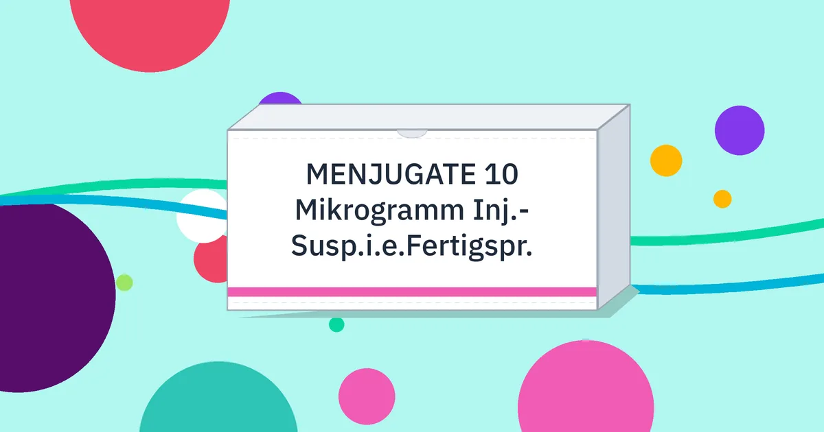 Symbolbild: Packung mit der Aufschrift MENJUGATE 10 Mikrogramm Inj.-Susp.i.e.Fertigspr. (PZN 11116289) – Verfügbarkeit und Bezug in Apotheken in Frankfurt am Main
