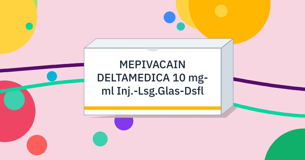 Symbolbild: Packung mit der Aufschrift MEPIVACAIN DELTAMEDICA 10 mg-ml Inj.-Lsg.Glas-Dsfl (PZN 09220430) – Verfügbarkeit und Bezug in Apotheken in Frankfurt am Main