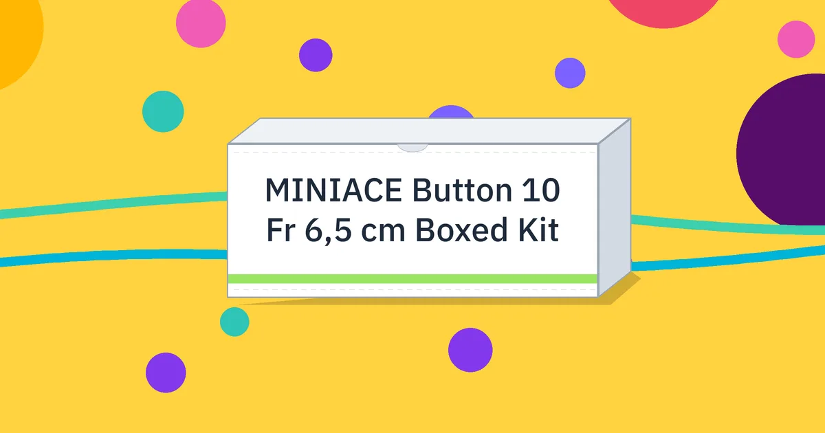 Symbolbild: Packung mit der Aufschrift MINIACE Button 10 Fr 6,5 cm Boxed Kit (PZN 16953251) – Verfügbarkeit und Bezug in Apotheken in Frankfurt am Main