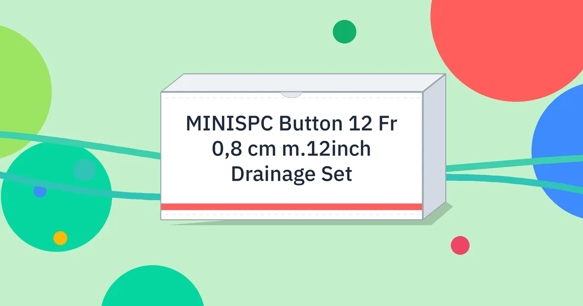Symbolbild: Packung mit der Aufschrift MINISPC Button 12 Fr 0,8 cm m.12inch Drainage Set (PZN 20820395) – Verfügbarkeit und Bezug in Apotheken in Frankfurt am Main