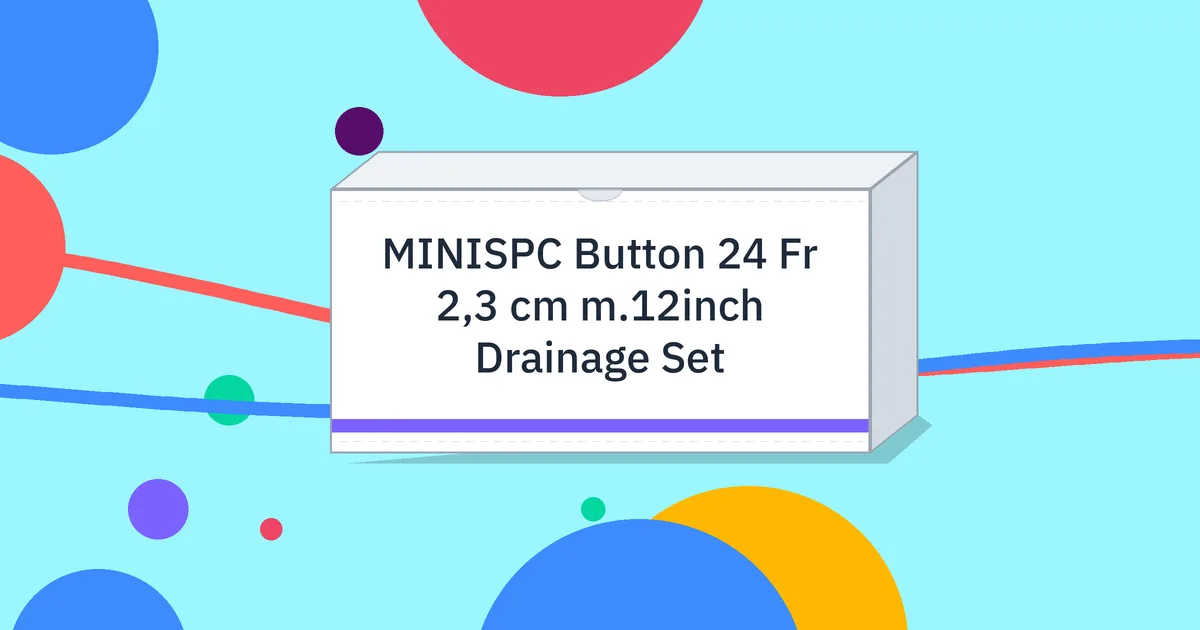 Symbolbild: Packung mit der Aufschrift MINISPC Button 24 Fr 2,3 cm m.12inch Drainage Set (PZN 20821377) – Verfügbarkeit und Bezug in Apotheken in Frankfurt am Main