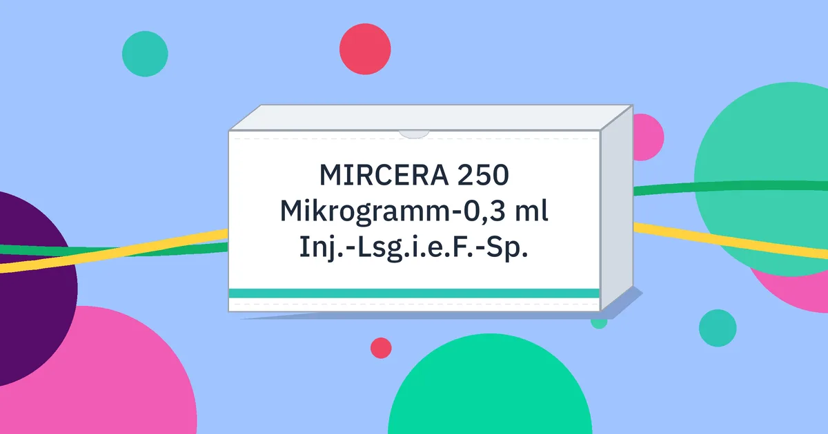 Symbolbild: Packung mit der Aufschrift MIRCERA 250 Mikrogramm-0,3 ml Inj.-Lsg.i.e.F.-Sp. (PZN 12405110) – Verfügbarkeit und Bezug in Apotheken in Frankfurt am Main