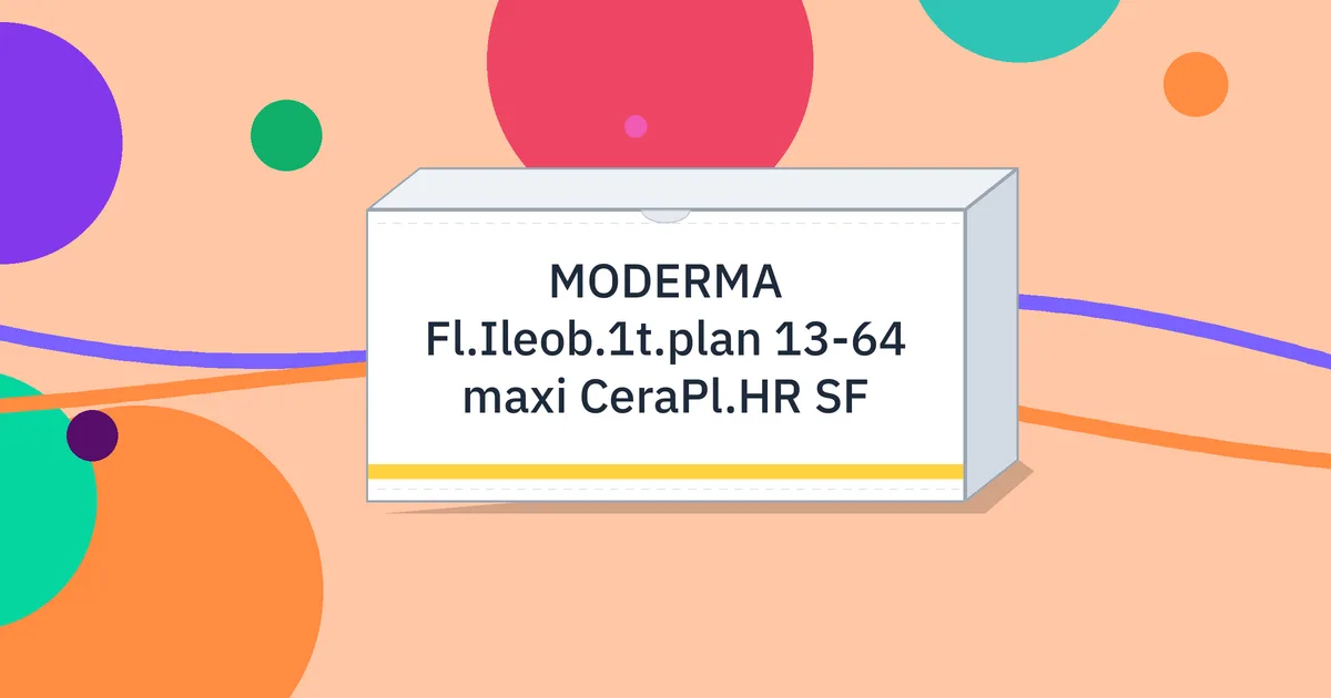 Symbolbild: Packung mit der Aufschrift MODERMA Fl.Ileob.1t.plan 13-64 maxi CeraPl.HR SF (PZN 16661100) – Verfügbarkeit und Bezug in Apotheken in Frankfurt am Main