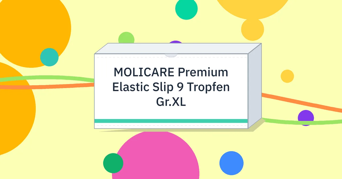 Symbolbild: Packung mit der Aufschrift MOLICARE Premium Elastic Slip 9 Tropfen Gr.XL (PZN 14211114) – Verfügbarkeit und Bezug in Apotheken in Frankfurt am Main