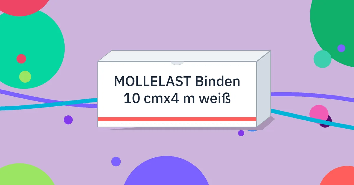 Symbolbild: Packung mit der Aufschrift MOLLELAST Binden 10 cmx4 m weiß (PZN 19960091) – Verfügbarkeit und Bezug in Apotheken in Frankfurt am Main