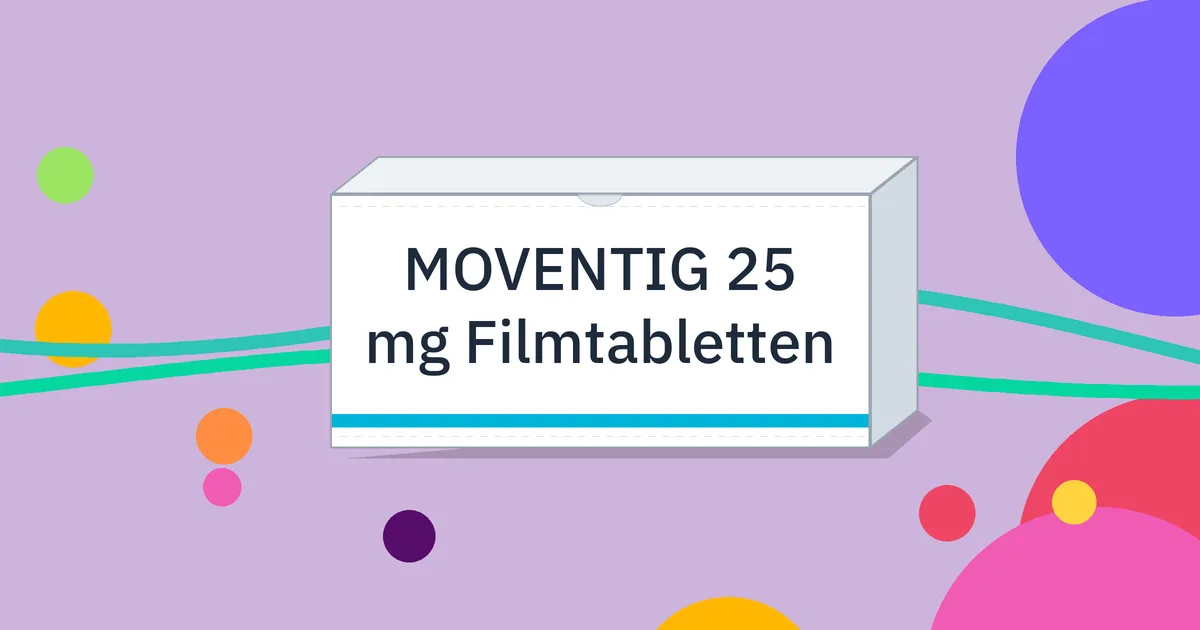 Symbolbild: Packung mit der Aufschrift MOVENTIG 25 mg Filmtabletten (PZN 17879887) – Verfügbarkeit und Bezug in Apotheken in Frankfurt am Main