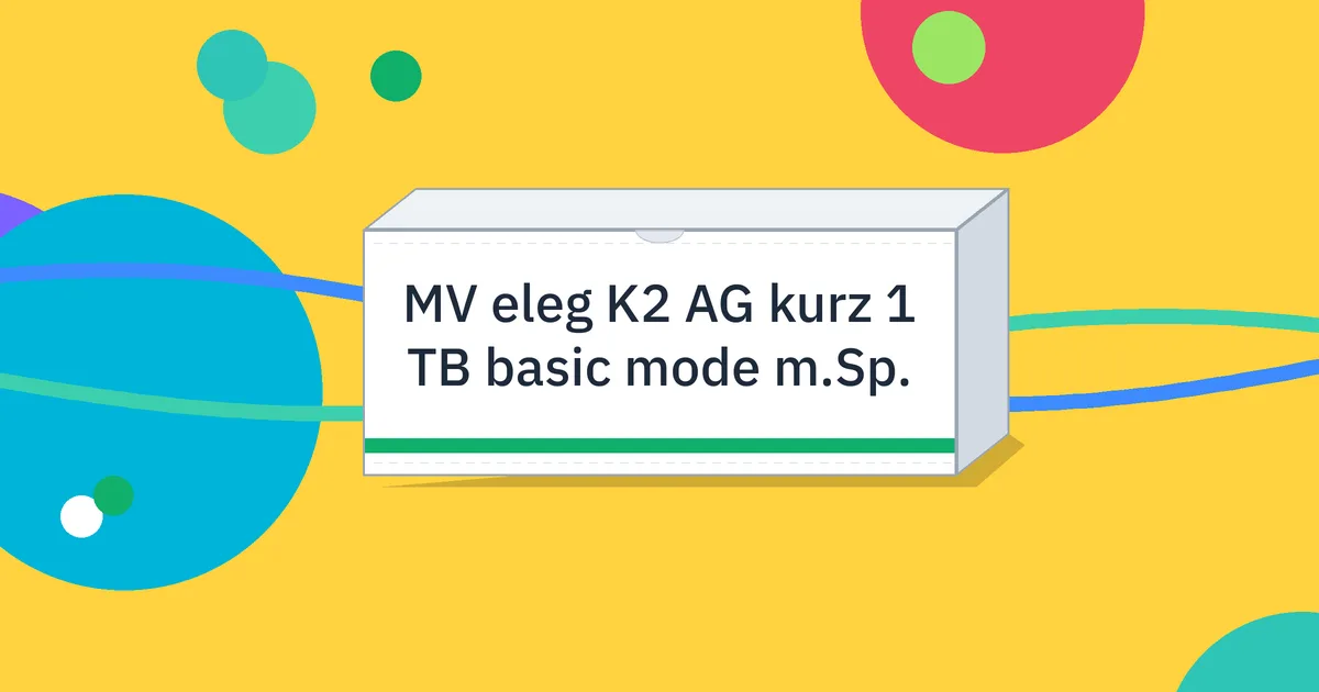Symbolbild: Packung mit der Aufschrift MV eleg K2 AG kurz 1 TB basic mode m.Sp. (PZN 09880971) – Verfügbarkeit und Bezug in Apotheken in Frankfurt am Main