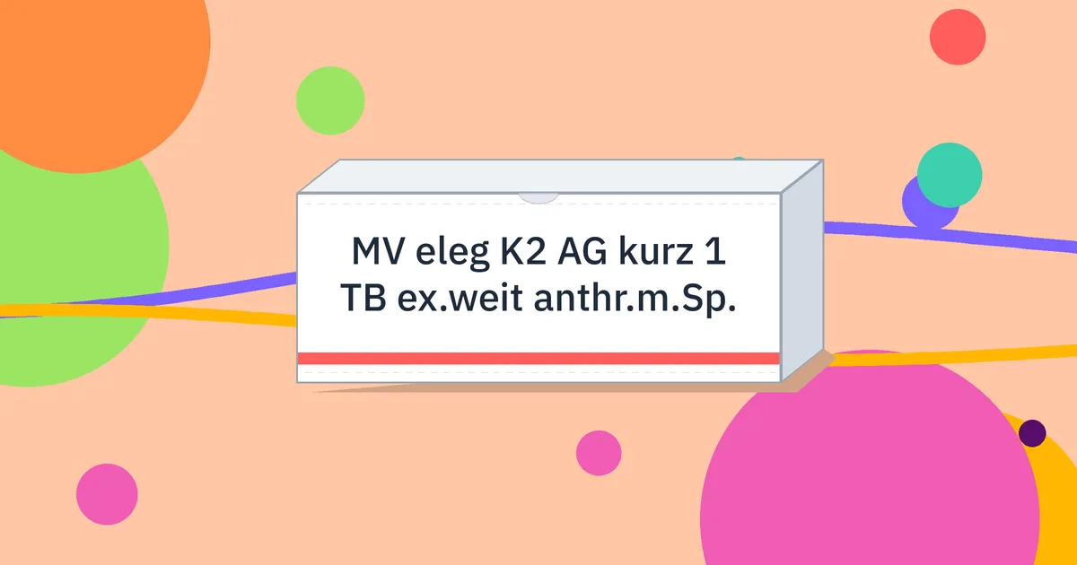 Symbolbild: Packung mit der Aufschrift MV eleg K2 AG kurz 1 TB ex.weit anthr.m.Sp. (PZN 09879749) – Verfügbarkeit und Bezug in Apotheken in Frankfurt am Main
