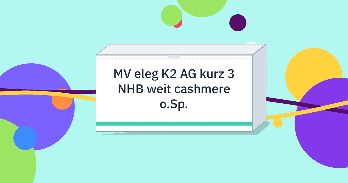 Symbolbild: Packung mit der Aufschrift MV eleg K2 AG kurz 3 NHB weit cashmere o.Sp. (PZN 15714113) – Verfügbarkeit und Bezug in Apotheken in Frankfurt am Main