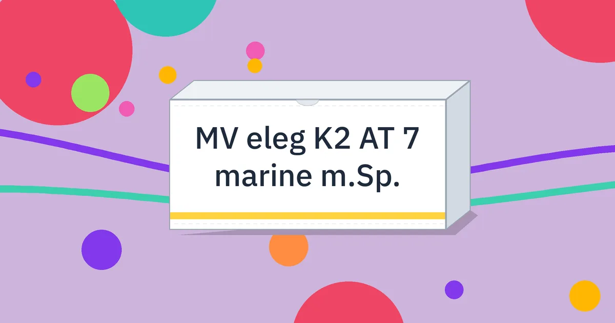 Symbolbild: Packung mit der Aufschrift MV eleg K2 AT 7 marine m.Sp. (PZN 15286456) – Verfügbarkeit und Bezug in Apotheken in Frankfurt am Main