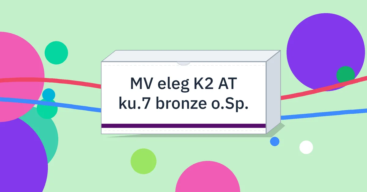 Symbolbild: Packung mit der Aufschrift MV eleg K2 AT ku.7 bronze o.Sp. (PZN 15287065) – Verfügbarkeit und Bezug in Apotheken in Frankfurt am Main