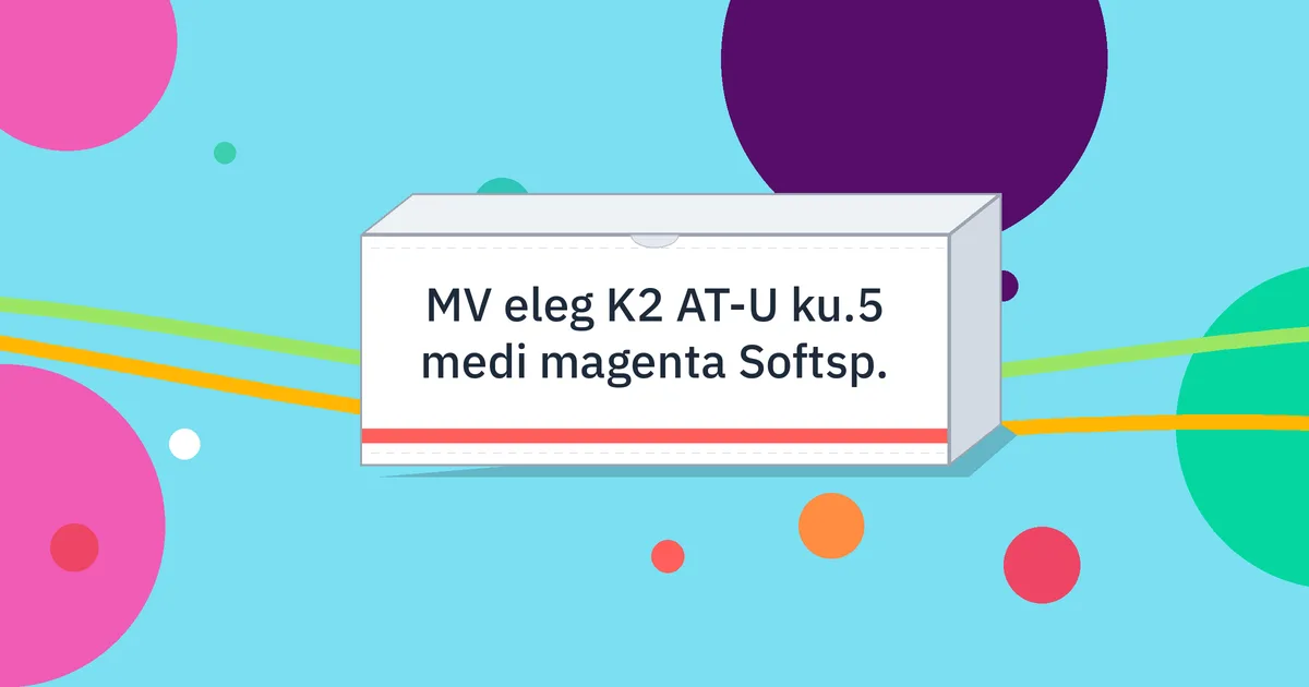 Symbolbild: Packung mit der Aufschrift MV eleg K2 AT-U ku.5 medi magenta Softsp. (PZN 15291902) – Verfügbarkeit und Bezug in Apotheken in Frankfurt am Main