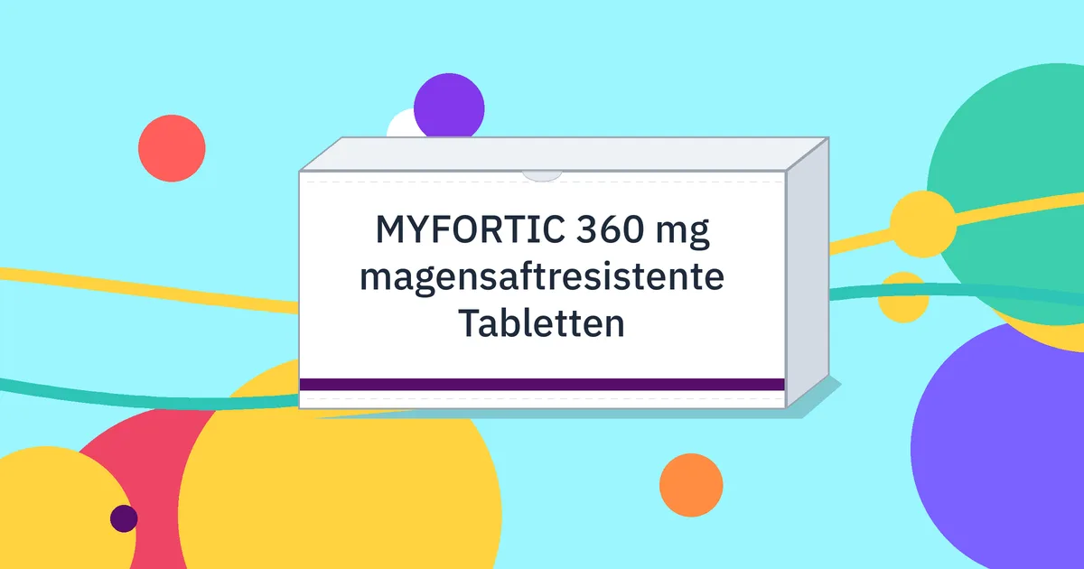 Symbolbild: Packung mit der Aufschrift MYFORTIC 360 mg magensaftresistente Tabletten (PZN 15877878) – Verfügbarkeit und Bezug in Apotheken in Frankfurt am Main