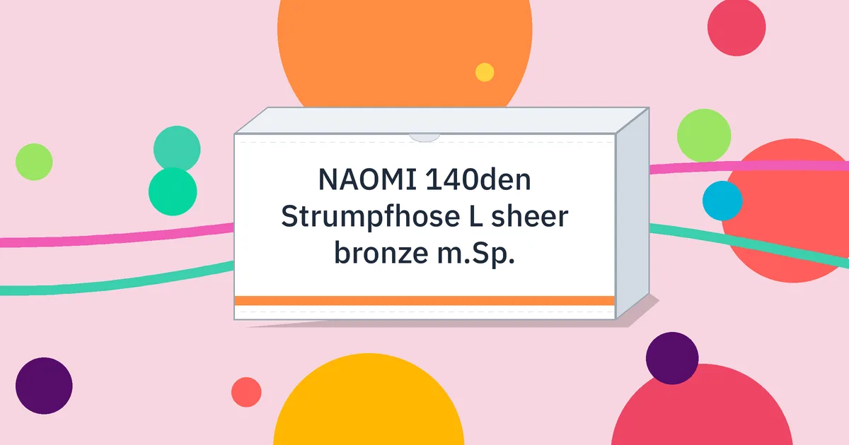 Symbolbild: Packung mit der Aufschrift NAOMI 140den Strumpfhose L sheer bronze m.Sp. (PZN 16178088) – Verfügbarkeit und Bezug in Apotheken in Frankfurt am Main