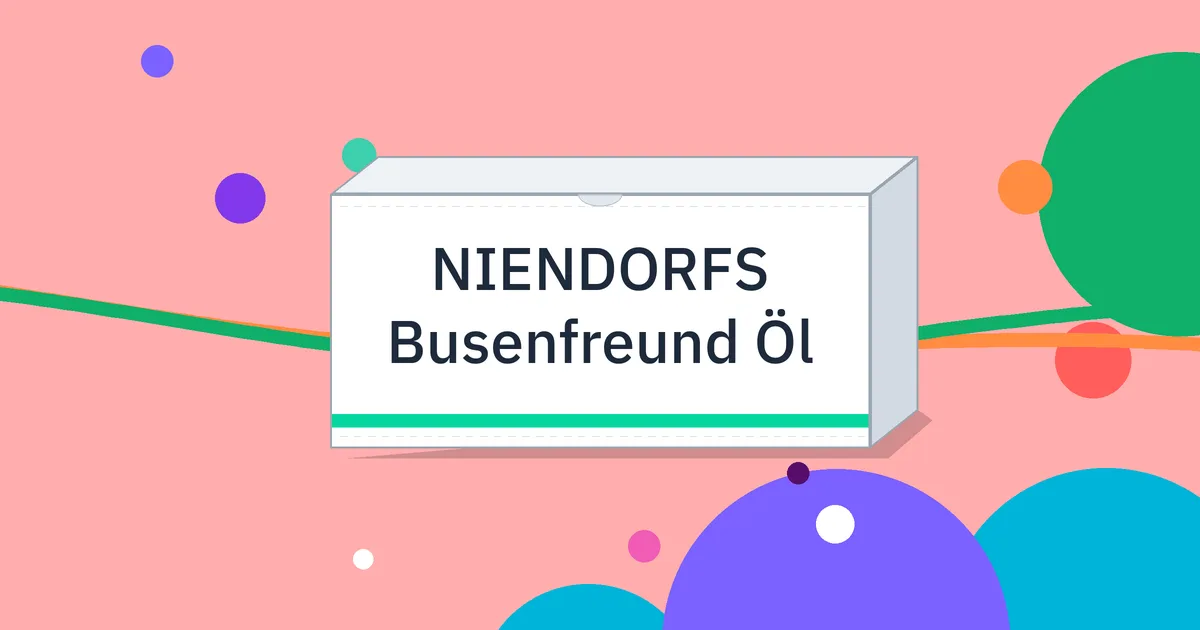 Symbolbild: Packung mit der Aufschrift NIENDORFS Busenfreund Öl (PZN 07795876) – Verfügbarkeit und Bezug in Apotheken in Frankfurt am Main