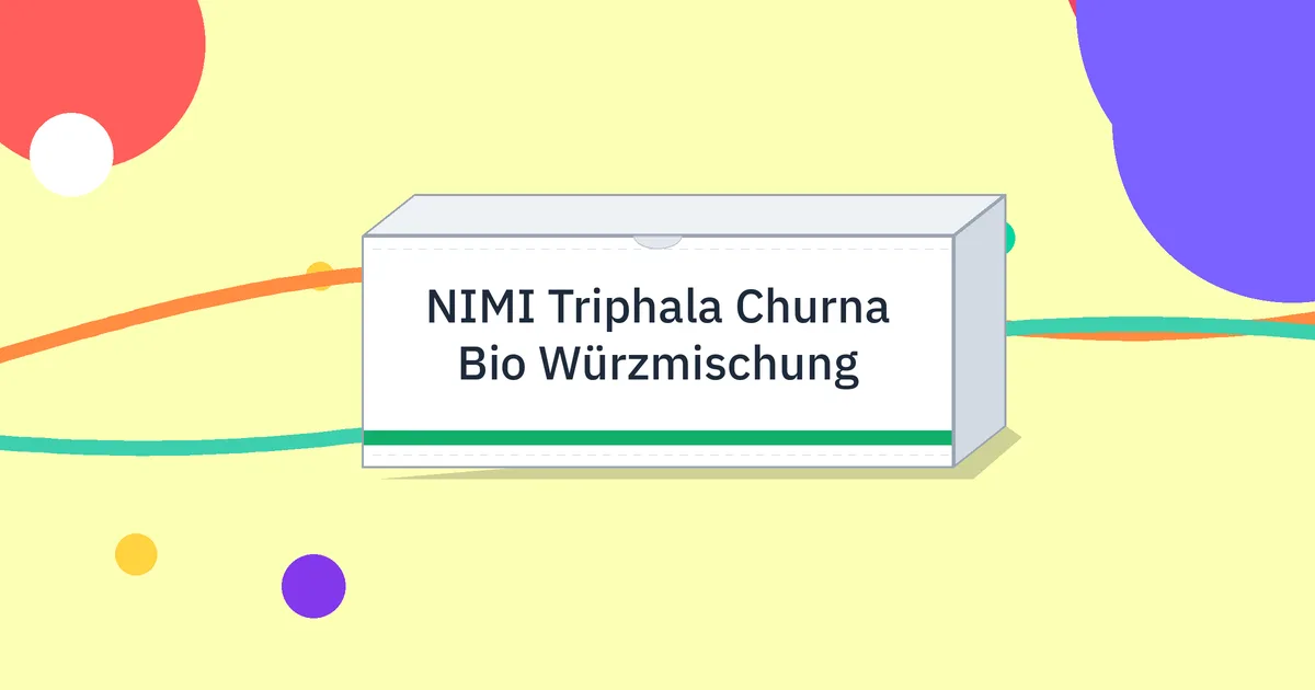 Symbolbild: Packung mit der Aufschrift NIMI Triphala Churna Bio Würzmischung (PZN 14234960) – Verfügbarkeit und Bezug in Apotheken in Frankfurt am Main