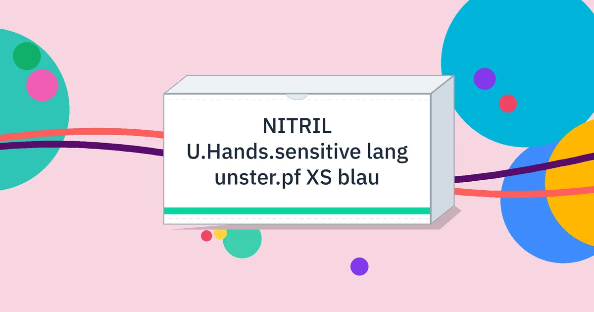 Symbolbild: Packung mit der Aufschrift NITRIL U.Hands.sensitive lang unster.pf XS blau (PZN 10947611) – Verfügbarkeit und Bezug in Apotheken in Frankfurt am Main