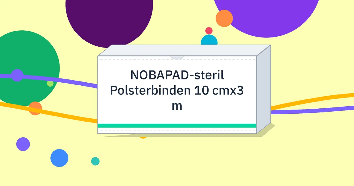 Symbolbild: Packung mit der Aufschrift NOBAPAD-steril Polsterbinden 10 cmx3 m (PZN 16029388) – Verfügbarkeit und Bezug in Apotheken in Frankfurt am Main
