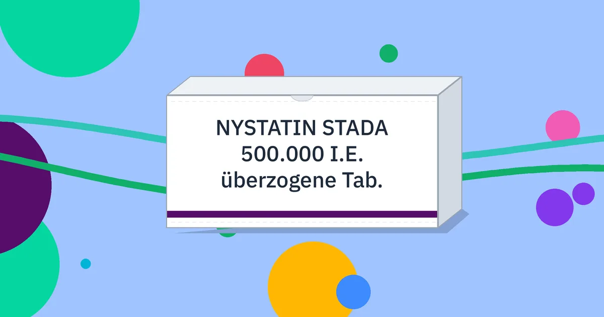 Symbolbild: Packung mit der Aufschrift NYSTATIN STADA 500.000 I.E. überzogene Tab. (PZN 00892375) – Verfügbarkeit und Bezug in Apotheken in Frankfurt am Main