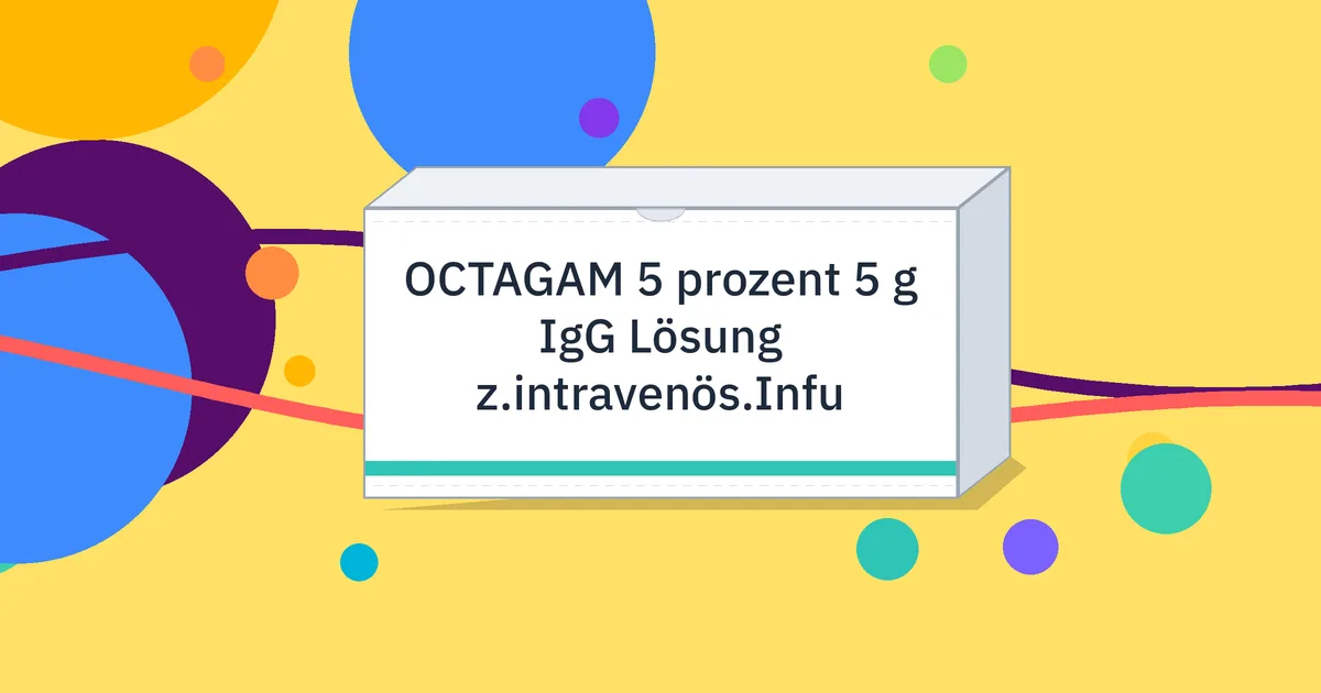Symbolbild: Packung mit der Aufschrift OCTAGAM 5 prozent 5 g IgG Lösung z.intravenös.Infu (PZN 13572904) – Verfügbarkeit und Bezug in Apotheken in Frankfurt am Main