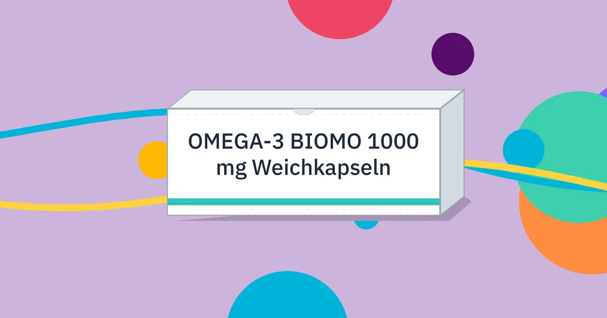 Symbolbild: Packung mit der Aufschrift OMEGA-3 BIOMO 1000 mg Weichkapseln (PZN 17825549) – Verfügbarkeit und Bezug in Apotheken in Frankfurt am Main