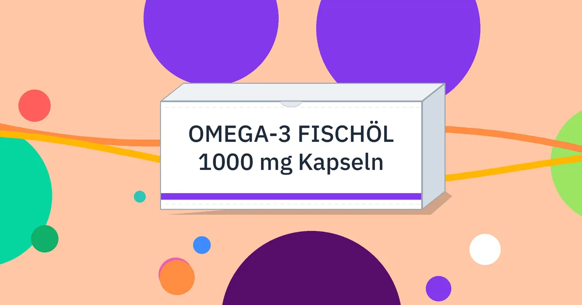 Symbolbild: Packung mit der Aufschrift OMEGA-3 FISCHÖL 1000 mg Kapseln (PZN 20858073) – Verfügbarkeit und Bezug in Apotheken in Frankfurt am Main