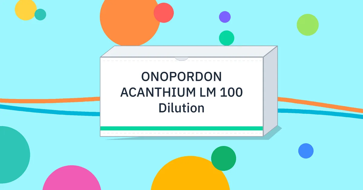 Symbolbild: Packung mit der Aufschrift ONOPORDON ACANTHIUM LM 100 Dilution (PZN 13626468) – Verfügbarkeit und Bezug in Apotheken in Frankfurt am Main