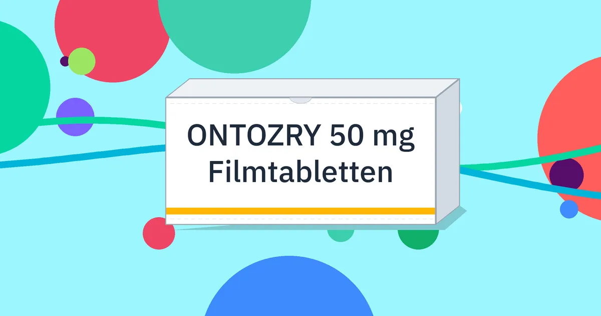 Symbolbild: Packung mit der Aufschrift ONTOZRY 50 mg Filmtabletten (PZN 18806258) – Verfügbarkeit und Bezug in Apotheken in Frankfurt am Main
