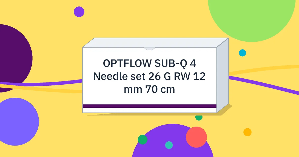Symbolbild: Packung mit der Aufschrift OPTFLOW SUB-Q 4 Needle set 26 G RW 12 mm 70 cm (PZN 16856022) – Verfügbarkeit und Bezug in Apotheken in Frankfurt am Main