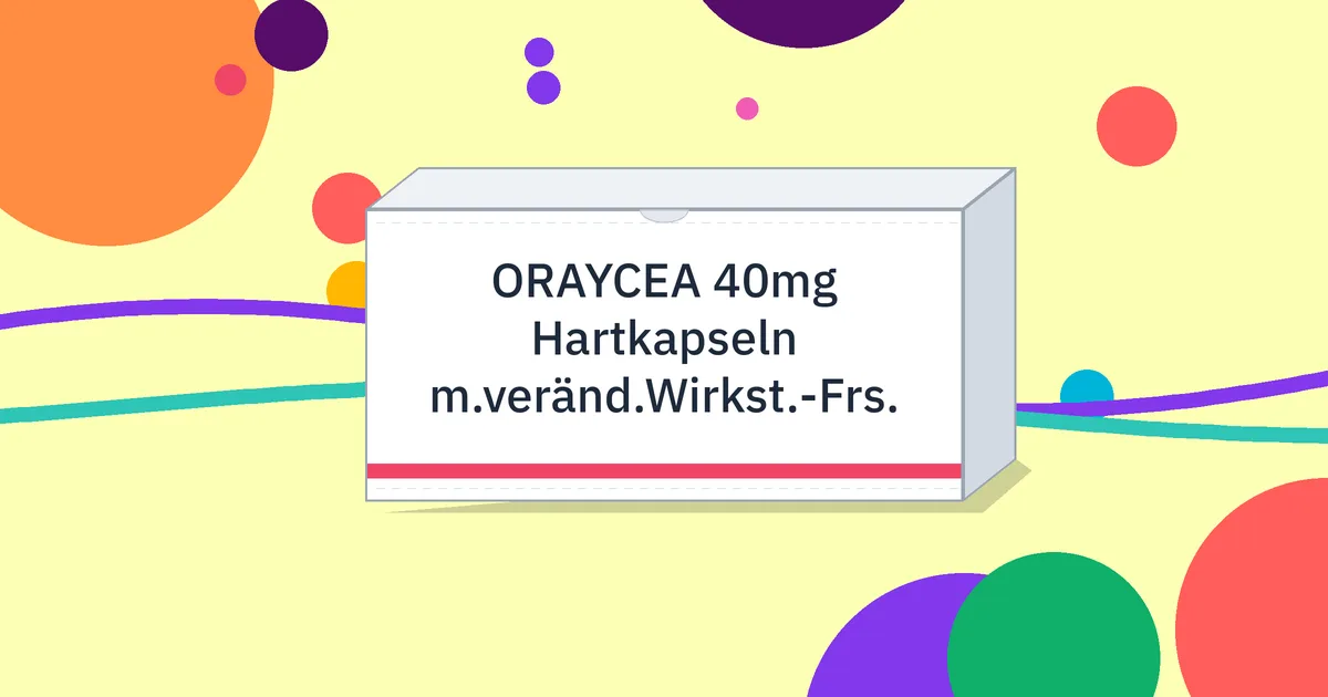 Symbolbild: Packung mit der Aufschrift ORAYCEA 40mg Hartkapseln m.veränd.Wirkst.-Frs. (PZN 00364475) – Verfügbarkeit und Bezug in Apotheken in Frankfurt am Main