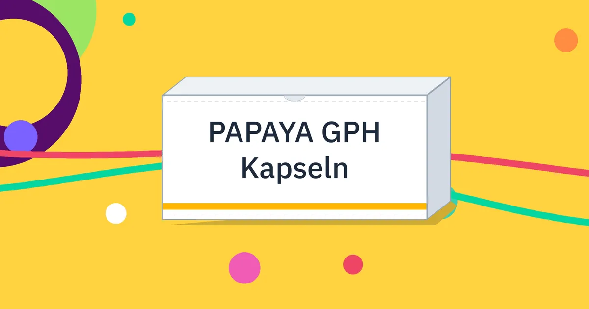Symbolbild: Packung mit der Aufschrift PAPAYA GPH Kapseln (PZN 03449255) – Verfügbarkeit und Bezug in Apotheken in Frankfurt am Main
