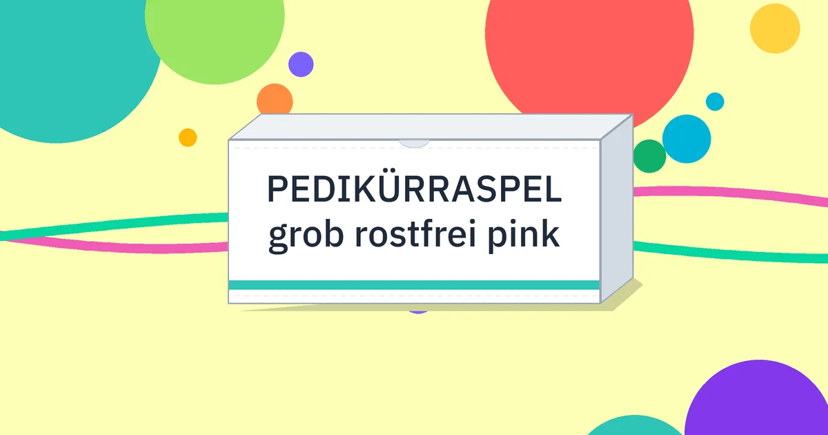 Symbolbild: Packung mit der Aufschrift PEDIKÜRRASPEL grob rostfrei pink (PZN 01522976) – Verfügbarkeit und Bezug in Apotheken in Frankfurt am Main