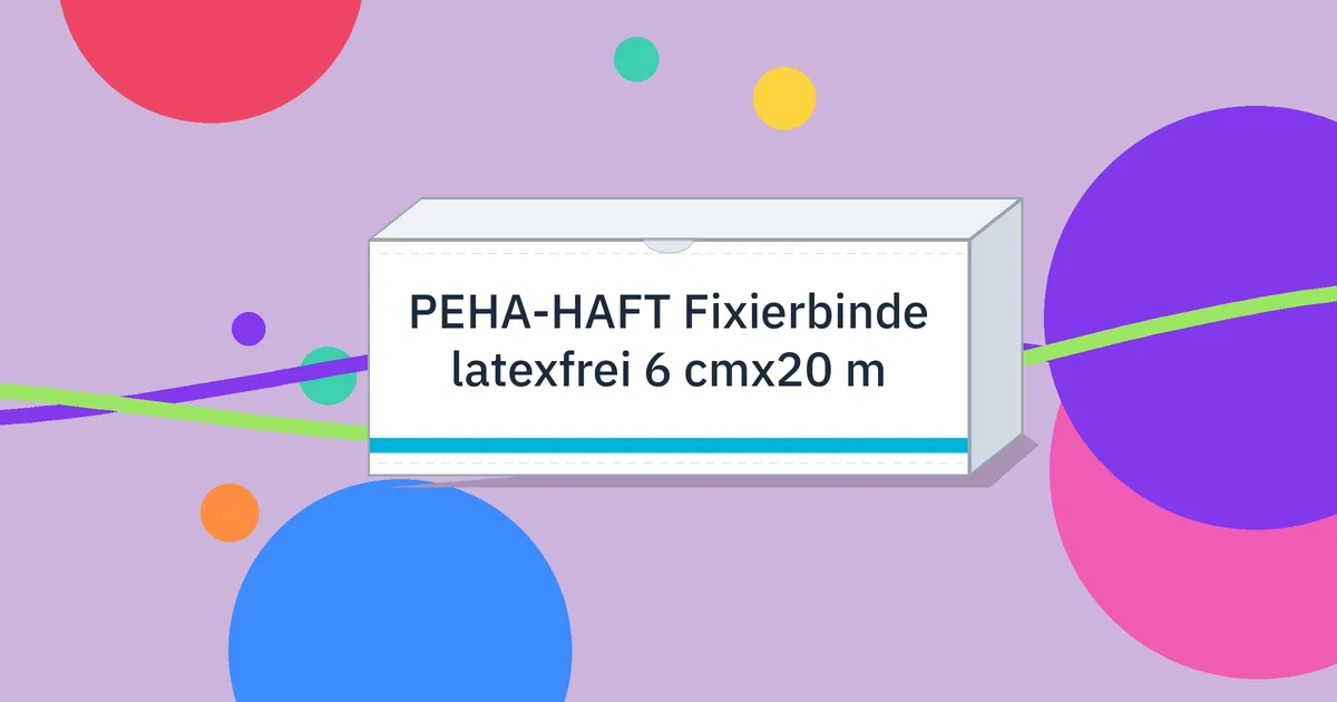 Symbolbild: Packung mit der Aufschrift PEHA-HAFT Fixierbinde latexfrei 6 cmx20 m (PZN 19156555) – Verfügbarkeit und Bezug in Apotheken in Frankfurt am Main