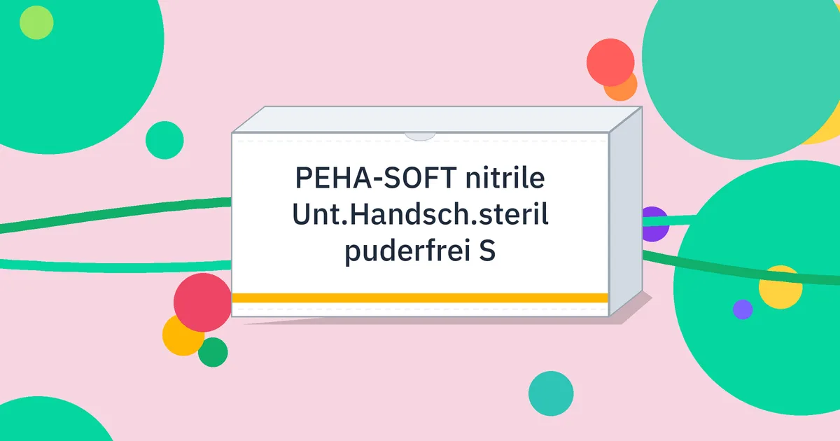 Symbolbild: Packung mit der Aufschrift PEHA-SOFT nitrile Unt.Handsch.steril puderfrei S (PZN 19770195) – Verfügbarkeit und Bezug in Apotheken in Frankfurt am Main