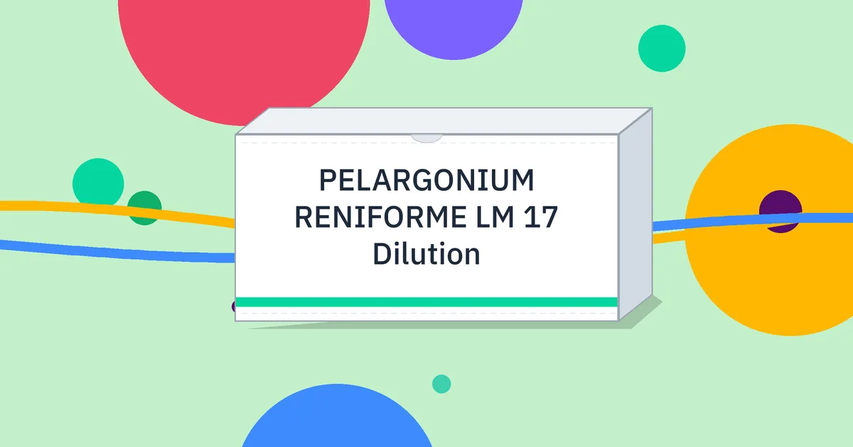 Symbolbild: Packung mit der Aufschrift PELARGONIUM RENIFORME LM 17 Dilution (PZN 13633304) – Verfügbarkeit und Bezug in Apotheken in Frankfurt am Main
