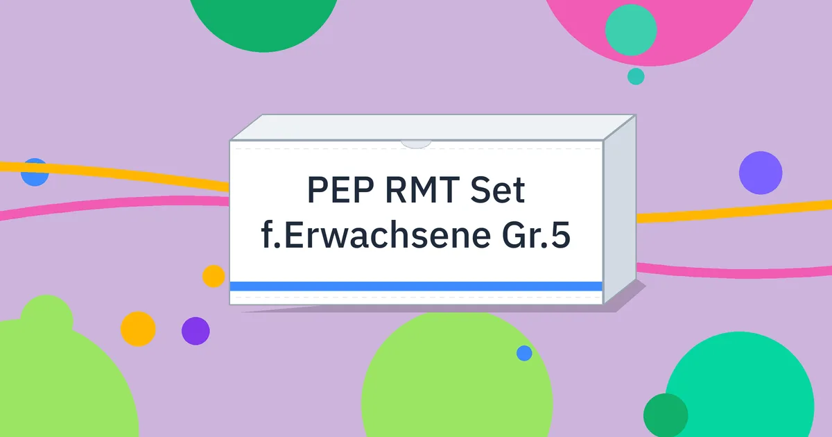 Symbolbild: Packung mit der Aufschrift PEP RMT Set f.Erwachsene Gr.5 (PZN 05538224) – Verfügbarkeit und Bezug in Apotheken in Frankfurt am Main