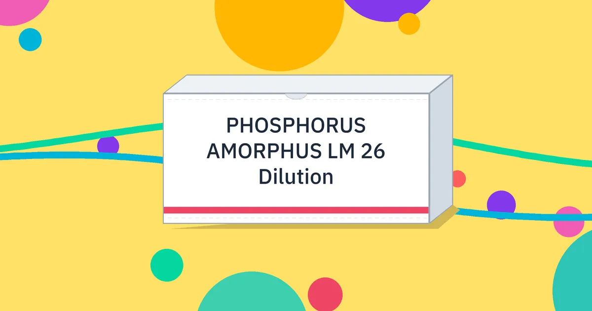 Symbolbild: Packung mit der Aufschrift PHOSPHORUS AMORPHUS LM 26 Dilution (PZN 13034584) – Verfügbarkeit und Bezug in Apotheken in Frankfurt am Main