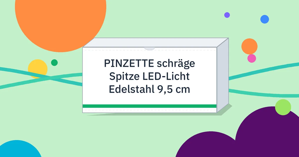 Symbolbild: Packung mit der Aufschrift PINZETTE schräge Spitze LED-Licht Edelstahl 9,5 cm (PZN 09686915) – Verfügbarkeit und Bezug in Apotheken in Frankfurt am Main