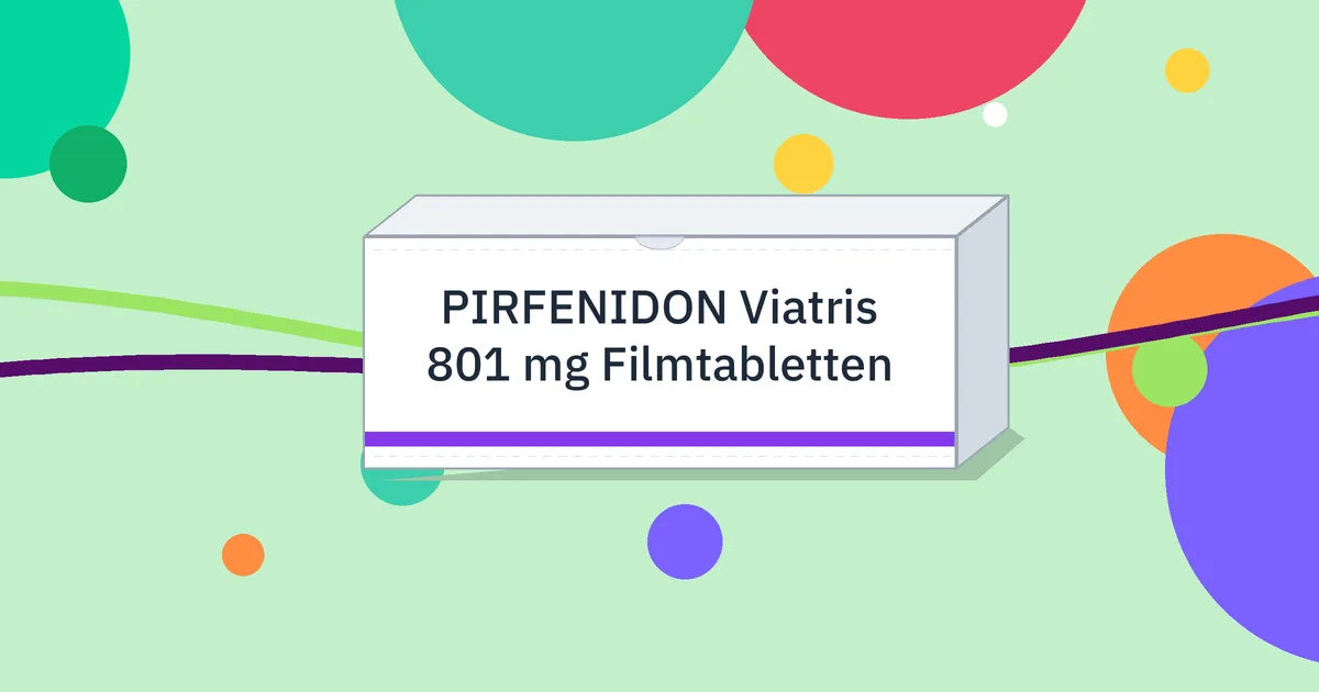 Symbolbild: Packung mit der Aufschrift PIRFENIDON Viatris 801 mg Filmtabletten (PZN 19721423) – Verfügbarkeit und Bezug in Apotheken in Frankfurt am Main