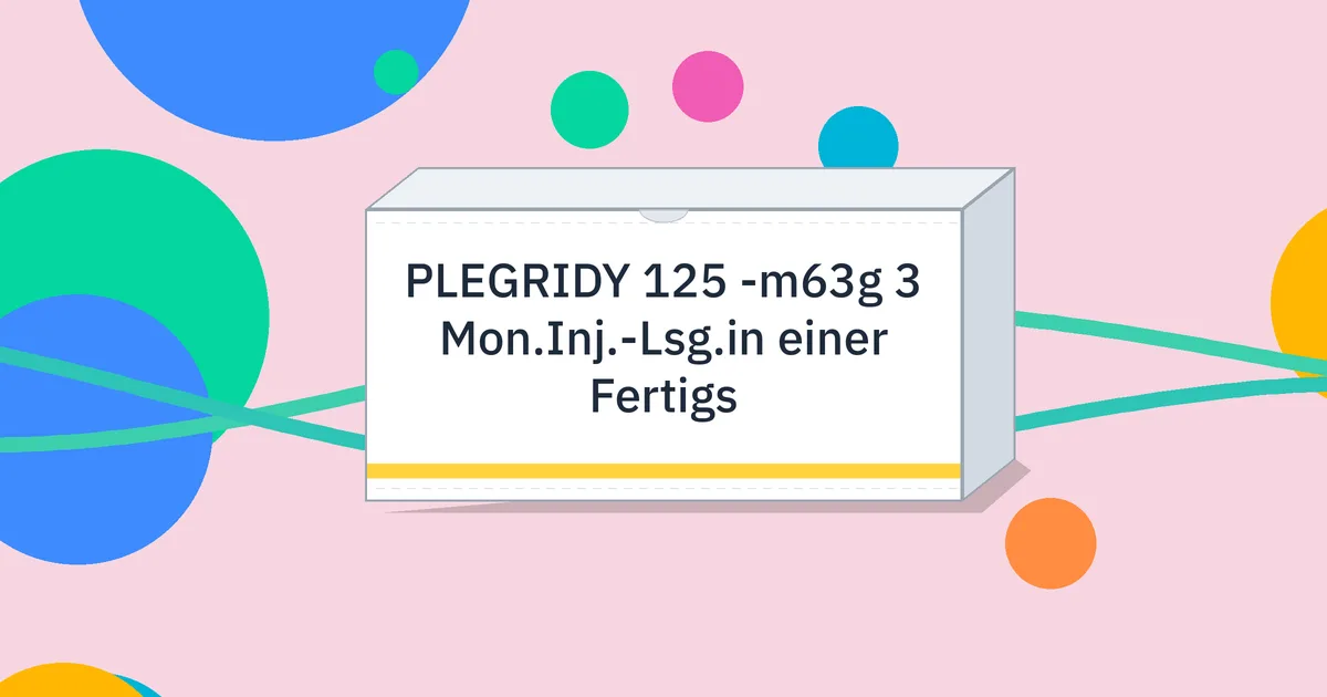 Symbolbild: Packung mit der Aufschrift PLEGRIDY 125 -m63g 3 Mon.Inj.-Lsg.in einer Fertigs (PZN 10318565) – Verfügbarkeit und Bezug in Apotheken in Frankfurt am Main
