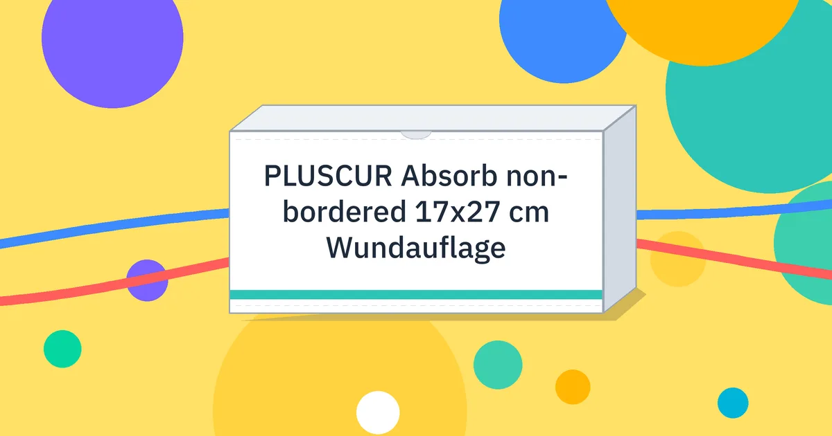 Symbolbild: Packung mit der Aufschrift PLUSCUR Absorb non-bordered 17x27 cm Wundauflage (PZN 16808879) – Verfügbarkeit und Bezug in Apotheken in Frankfurt am Main