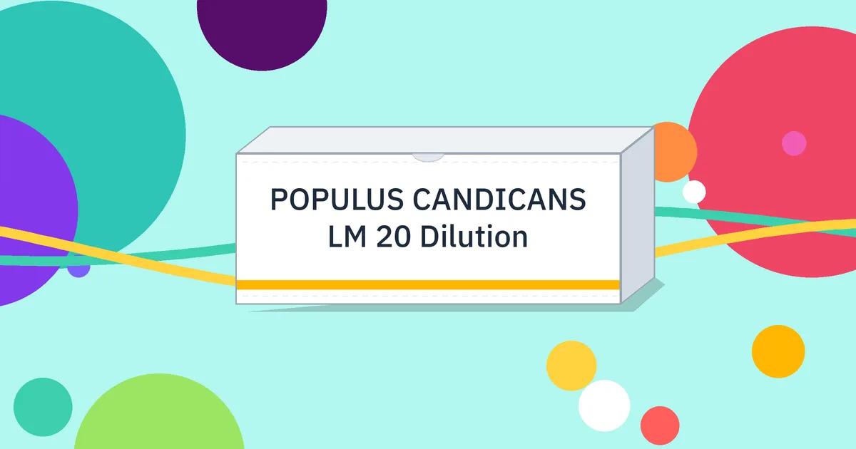Symbolbild: Packung mit der Aufschrift POPULUS CANDICANS LM 20 Dilution (PZN 13664368) – Verfügbarkeit und Bezug in Apotheken in Frankfurt am Main
