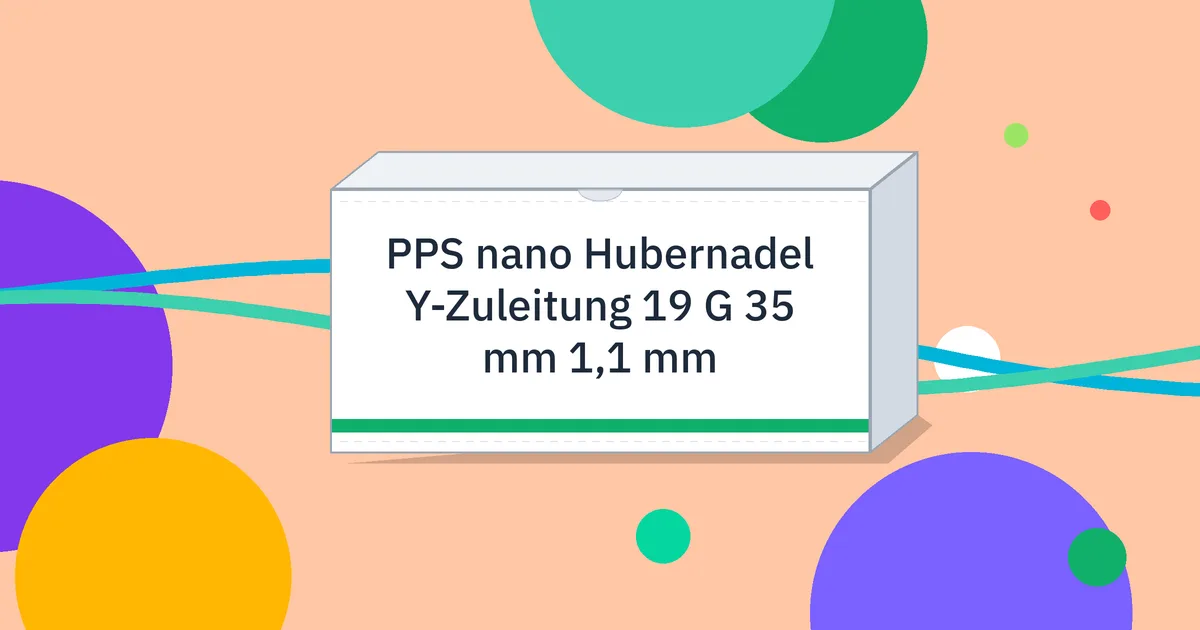 Symbolbild: Packung mit der Aufschrift PPS nano Hubernadel Y-Zuleitung 19 G 35 mm 1,1 mm (PZN 18195487) – Verfügbarkeit und Bezug in Apotheken in Frankfurt am Main