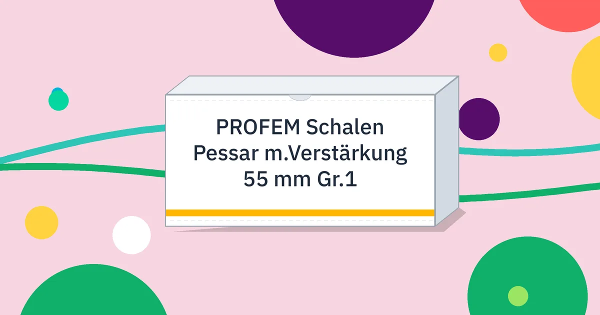 Symbolbild: Packung mit der Aufschrift PROFEM Schalen Pessar m.Verstärkung 55 mm Gr.1 (PZN 11673191) – Verfügbarkeit und Bezug in Apotheken in Frankfurt am Main