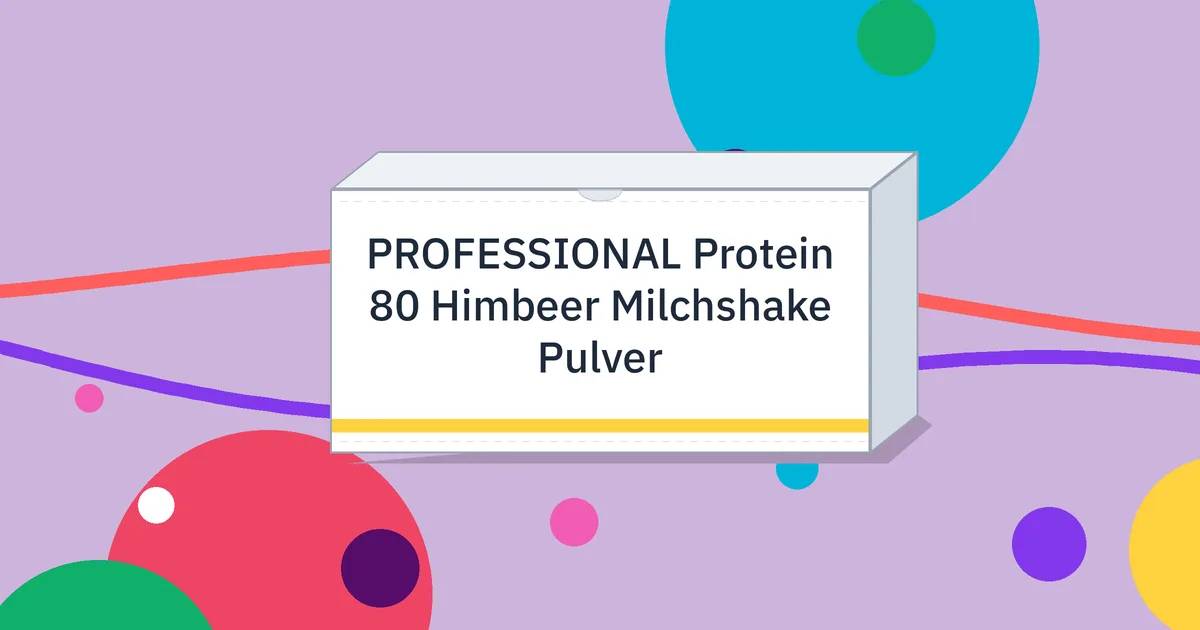 Symbolbild: Packung mit der Aufschrift PROFESSIONAL Protein 80 Himbeer Milchshake Pulver (PZN 15261114) – Verfügbarkeit und Bezug in Apotheken in Frankfurt am Main