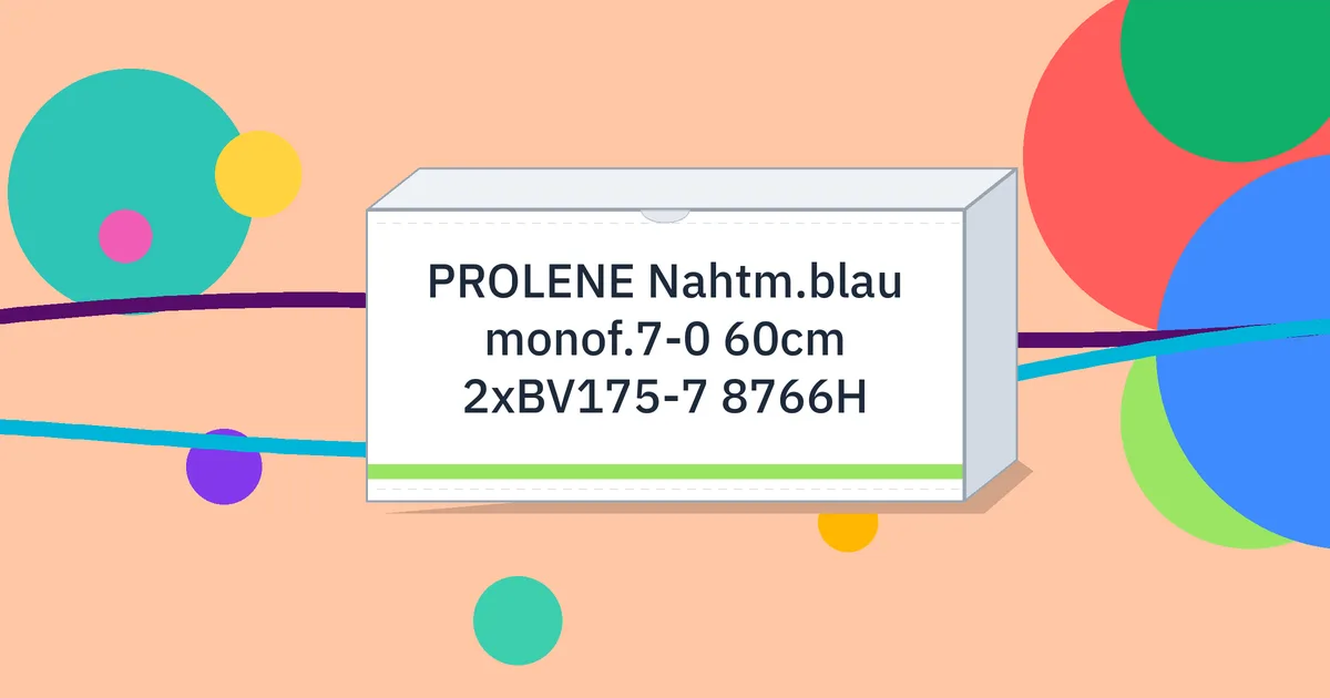 Symbolbild: Packung mit der Aufschrift PROLENE Nahtm.blau monof.7-0 60cm 2xBV175-7 8766H (PZN 16254458) – Verfügbarkeit und Bezug in Apotheken in Frankfurt am Main